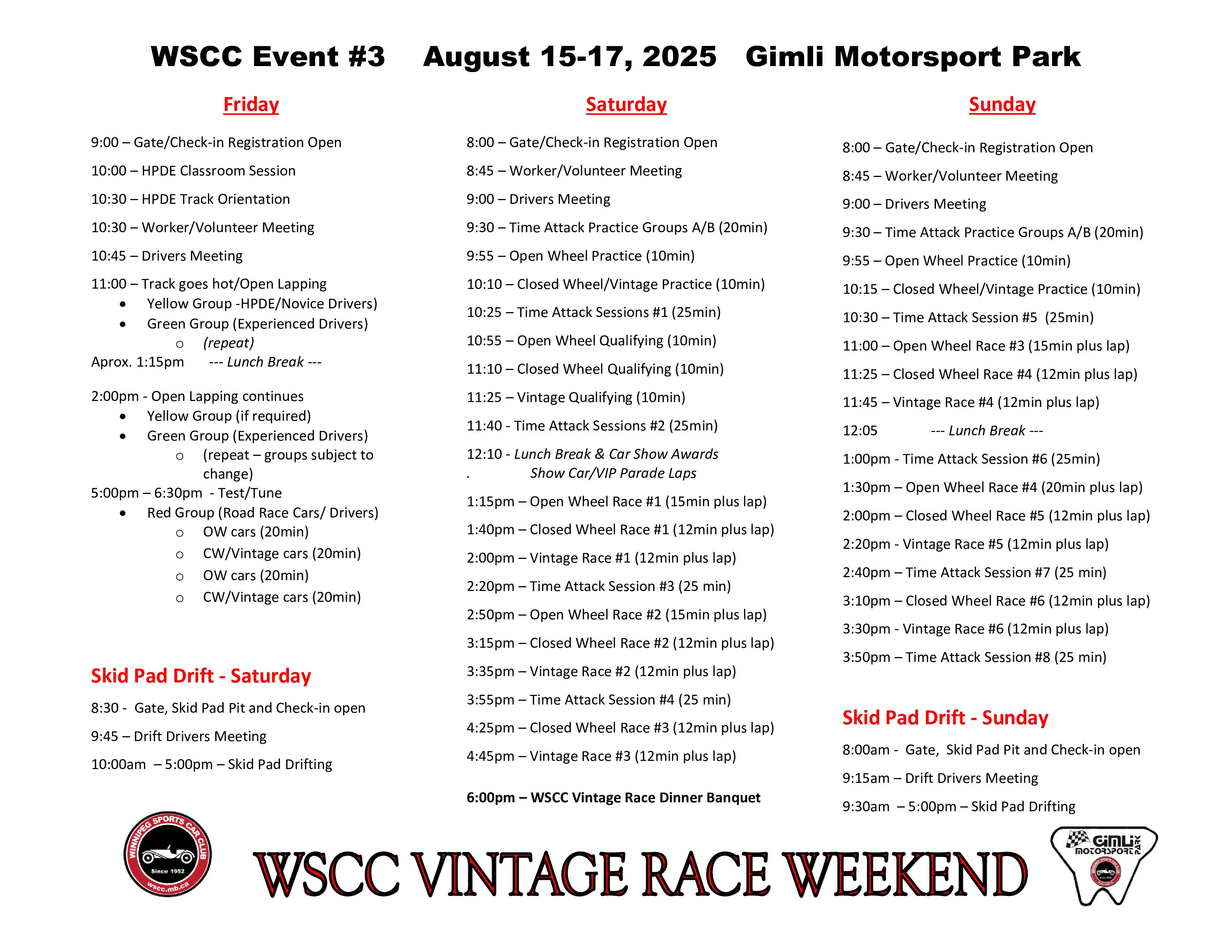 2025 Vintage Weekend Race Schedule - Road Race General Discussion ...