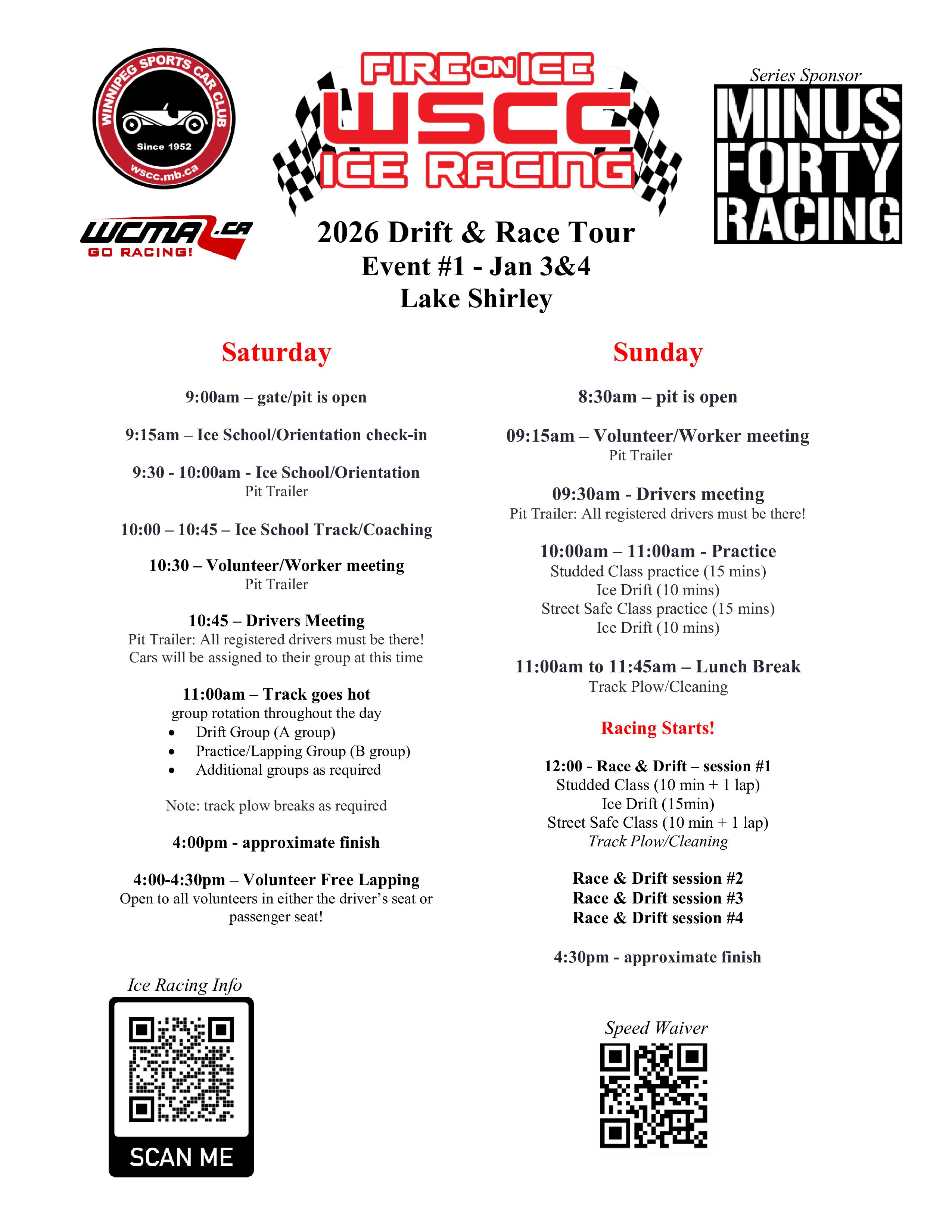 2026 Ice Event #1 - Weekend Schedule - Ice Race Announcements ...